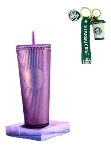 Vaso Starbucks Morado Ml Y Llavero Env O Gratis