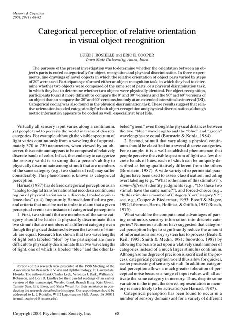 pdf categorical perception of relative orientation in visual object recognition