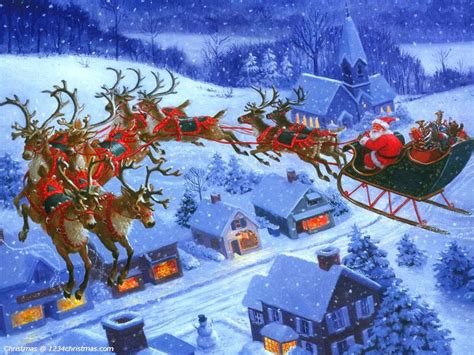 Christmas Reindeer And Sleigh Wallpapers Wallpaper Cave