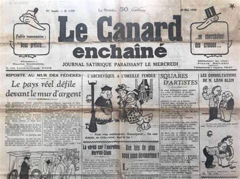N 1038 Du Canard Enchaîné 20 Mai 1936 Couac