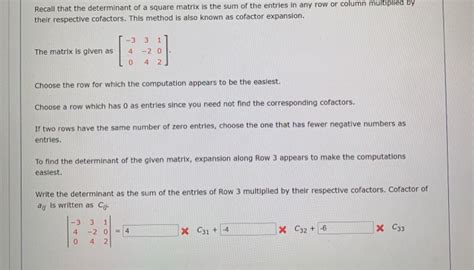 solved recall that the determinant of a square matrix is the