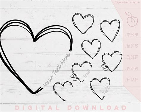 Open Heart Svg Hand Drawn Hearts SVG Doodle Hearts Clipart Etsy UK