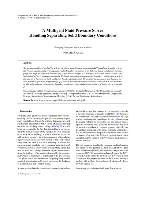 pdf a multigrid fluid pressure solver handling separating solid boundary conditions