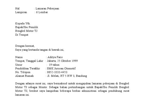 Contoh Surat Lamaran Kerja Lulusan Smk Yang Baik Dan Benar