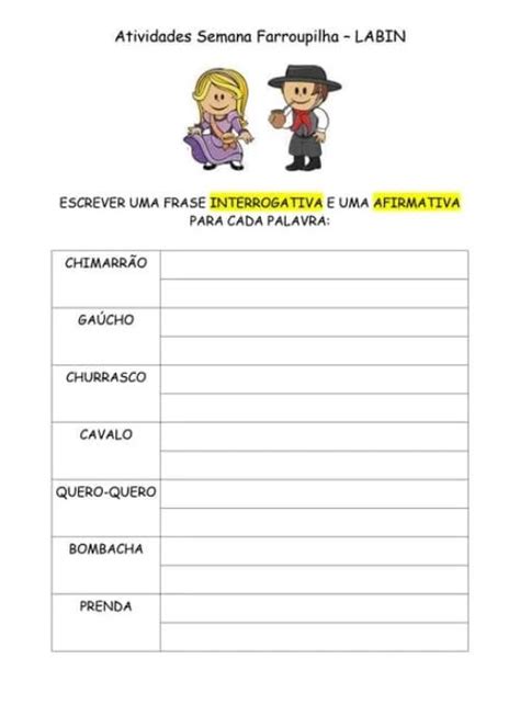Atividades Sobre A Semana Farroupilha Pdf Para Imprimir