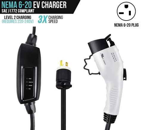 LECTRON 240V 16 Level 2 EV Charger With 21ft 6 4m Extension Cord