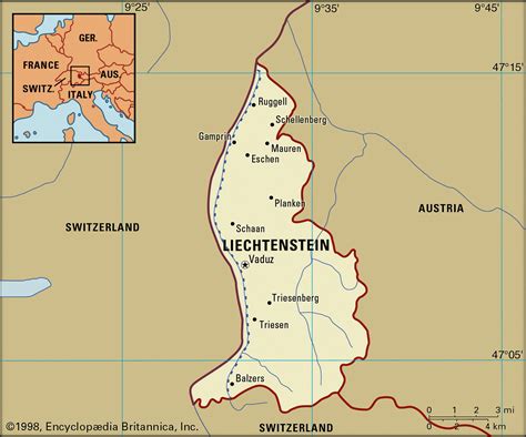 Liechtenstein Map With Cities Liechtenstein Geographical Facts World