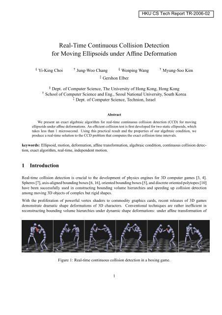 real time continuous collision detection for moving ellipsoids