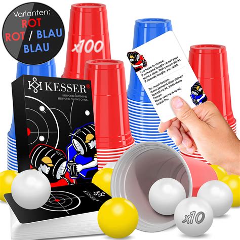 KESSER Beer Pong Becher Set Mit Kartenset 54 Karten Bierpong