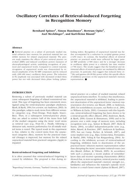 pdf oscillatory correlates of retrieval induced forgetting in recognition memory