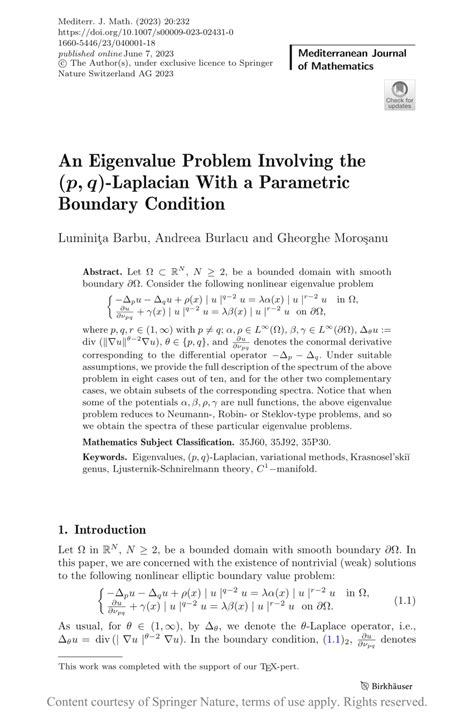 an eigenvalue problem involving the p q laplacian with a parametric boundary condition