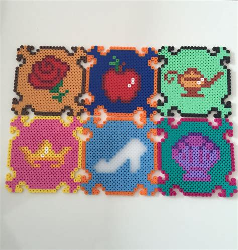 Disney Princess Perler Bead Coasters Set Of Perler Bead Disney