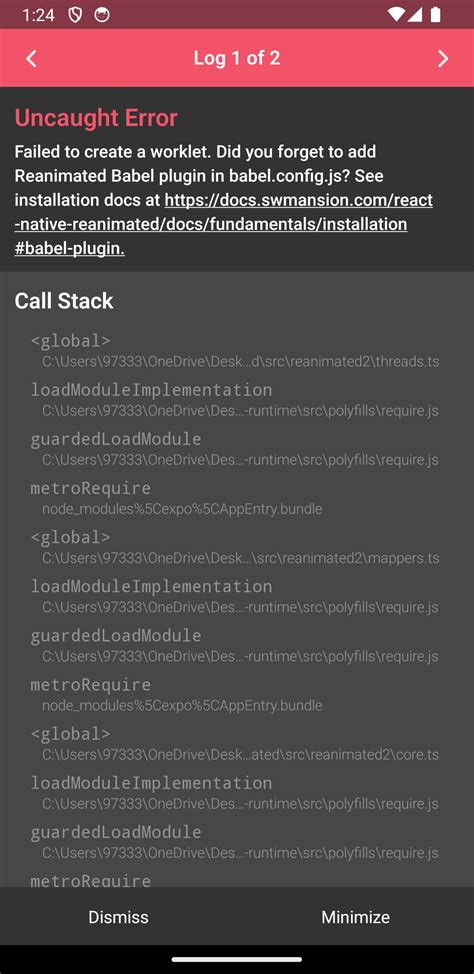 javascript error failed to create a worklet even though react navigation plugin is there