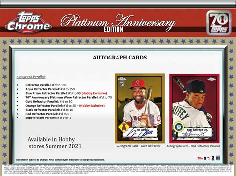 2021 Topps Chrome Platinum Anniversary Baseball Trading Card Database