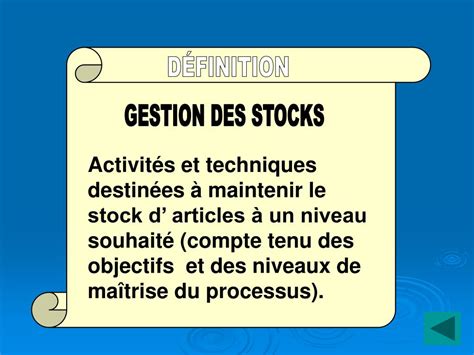 Ppt La Gestion Des Stocks Powerpoint Presentation Id