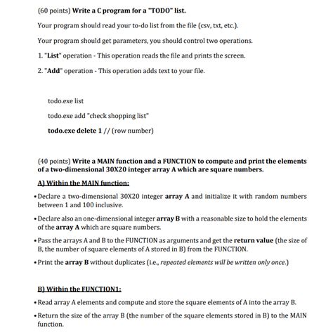 Solved 60 Points Write A C Program For A TOD0 List Your Chegg