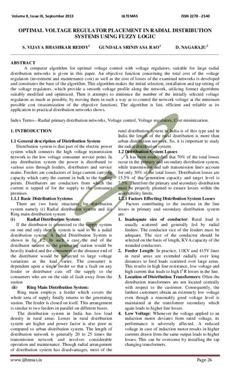 pdf optimal voltage regulator placement in radial distribution systems using fuzzy logic
