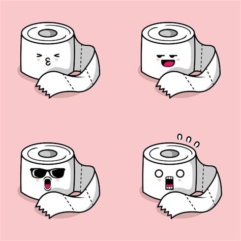 Ilustración vectorial de lindo emoji de papel higiénico Vector Premium