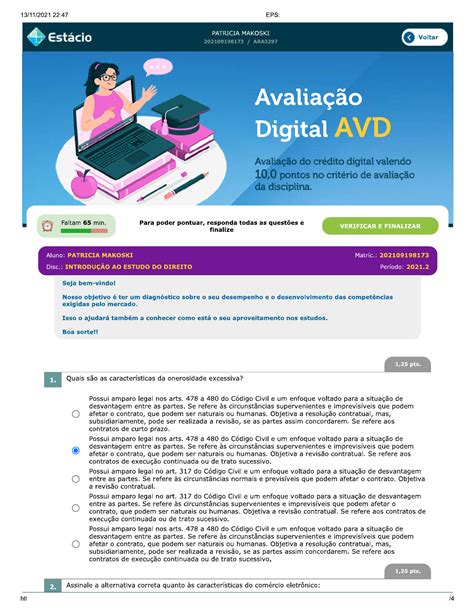 Estácio Alunos AVD INTRODUÇÃO AO ESTUDO DO DIREITO Introdução ao