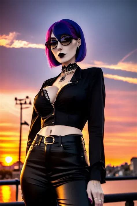 Dopamine Girl Wide Shot Year Old An E Girl Slim Goth Clothes
