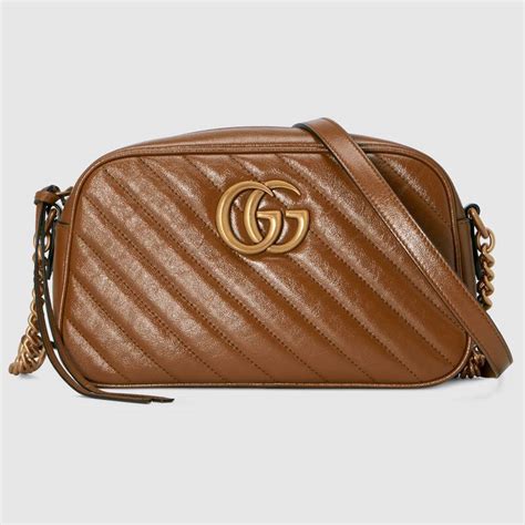 Gucci Women Gg Marmont Small Matelass Shoulder Bag Double G Brown