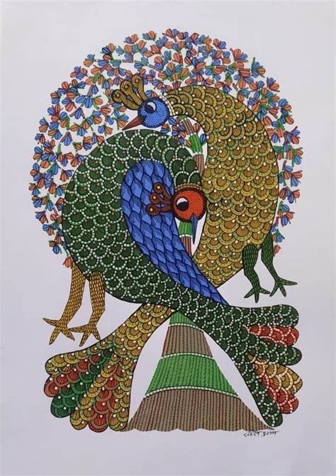 Gond Painting 1 12 X 17 International Indian Folk Art Gallery