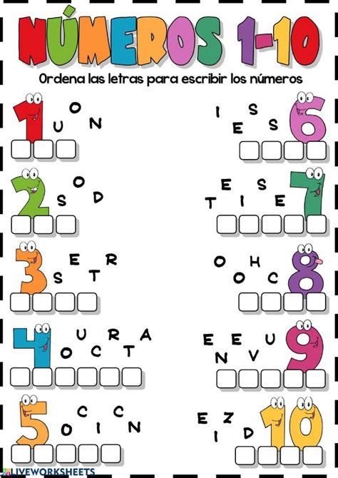 Los Numeros En Espanol Ejercicios