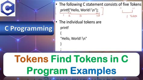 tokens find tokens in c program examples c programming language youtube