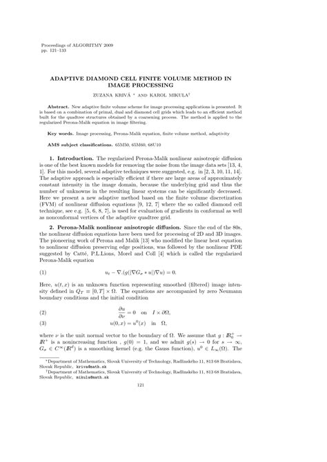 pdf adaptive diamond cell finite volume method in image processing