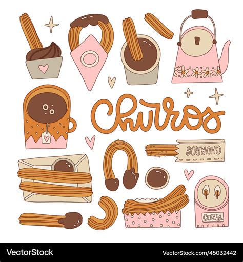 Set Of Churros Different Ways Cooking Royalty Free Vector