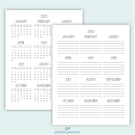 2023 Calendar Printable Cute Free 2023 Yearly Calendar Templates 2023