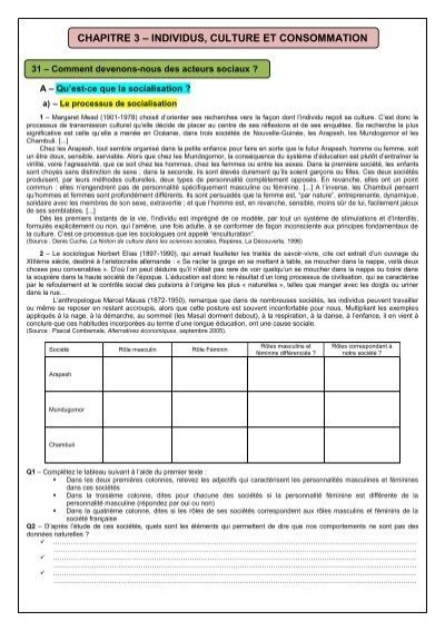 A Qu Est Ce Que La Socialisation Docs