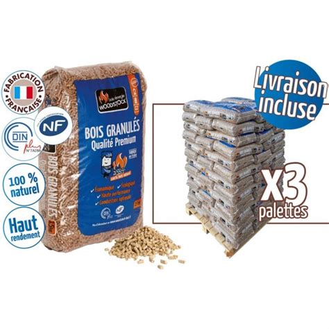 03 PALETTES WOODSTOCK GRANULÉS DE BOIS 216 SACS DE 15 KG BDC Pellets