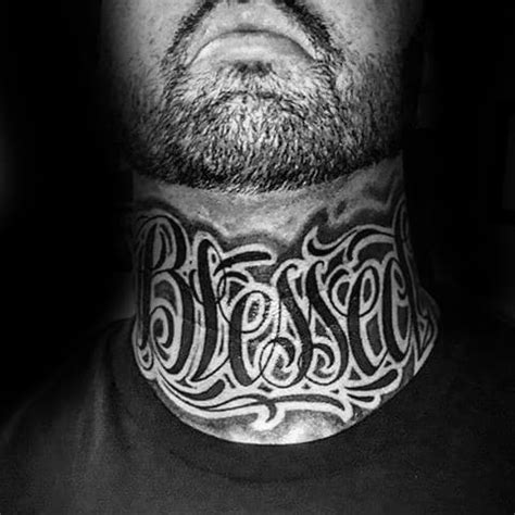 60 Blessed Tattoos For Men Biblical Lettering Design Ideas