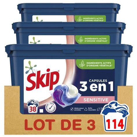 Lot De 3 X 38 Capsules 114 Lavages SKIP Lessive 3 En 1 Ultimate