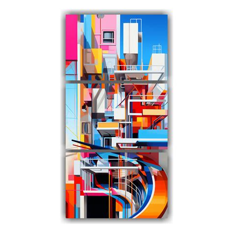 Cuadros Decorativos Abstractos De Arquitectura Y Arte Set De 3 Telas