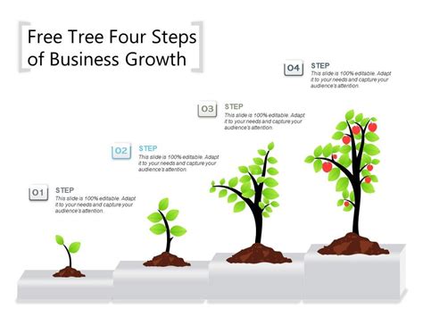 Free Tree Four Steps Of Business Growth Powerpoint Shapes