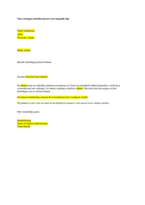 Nette Ontslagbrief Voorbeeld