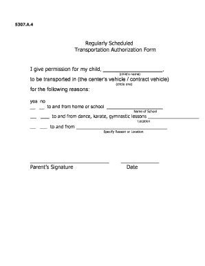18 Printable Transportation Permission Form Templates Fillable