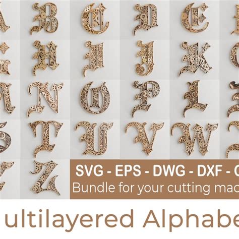 LETTERS Laser Cut Files DXF Alphabet SVG File For Glowforge Etsy Canada