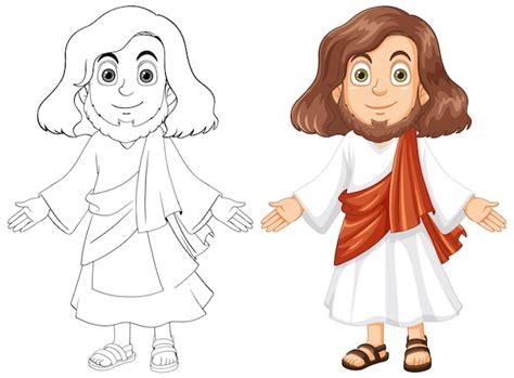 Esboço de Jesus Cristo para colorir Vetor Premium