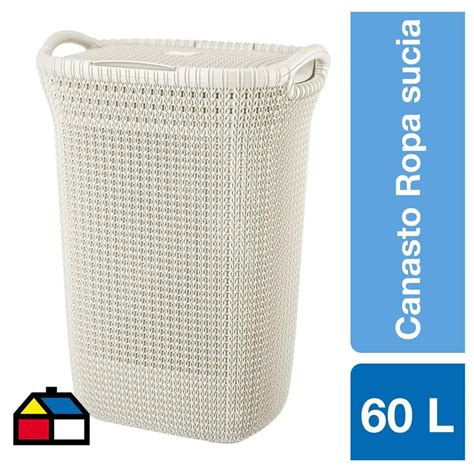Canasto para Ropa Sucia 60 Litros Ratán Plástico Colores Surtidos
