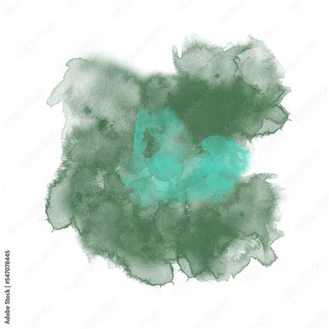 Dark Green Watercolor Brush Stroke Transparent Stock Illustration