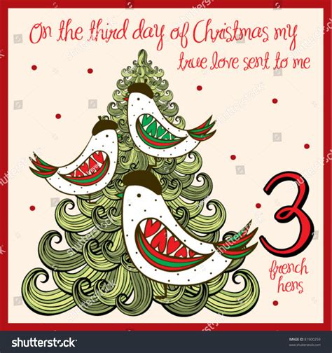 12 Days Christmas Third Day Three Stock Vector 81900259 Shutterstock