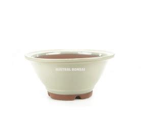 Tiesto redondo para bonsái 29 cm crema Cerámica Mistral Bonsai