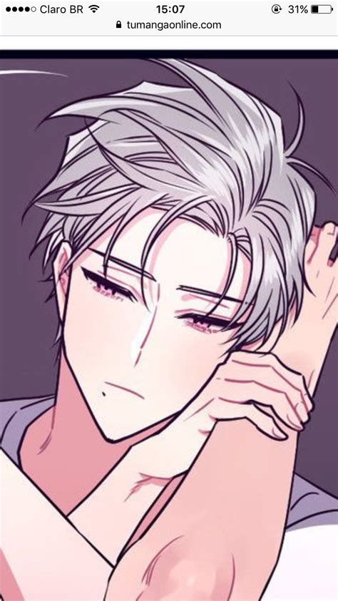 Anime Guy With White Hair And Purple Eyes