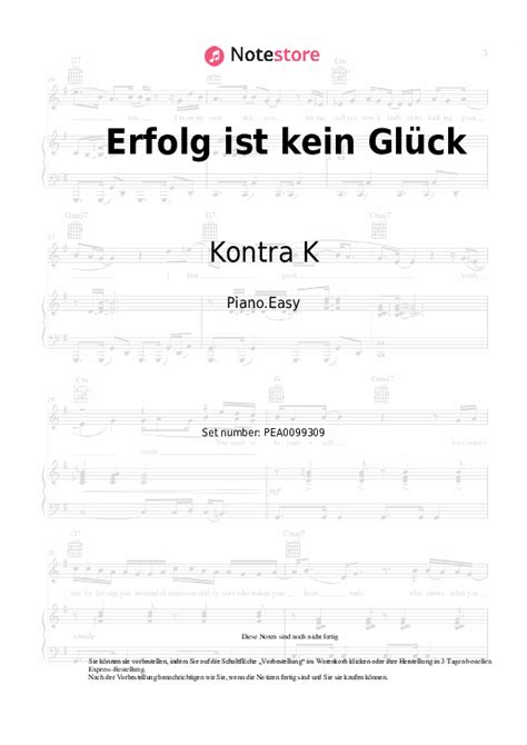 Erfolg ist kein Glück Kontra K noten pdf einfach klavier Note Store