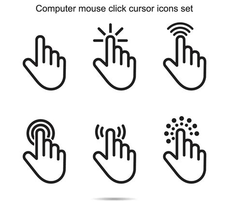 Computer Mouse Click Cursor Icons Set Vector Illustration