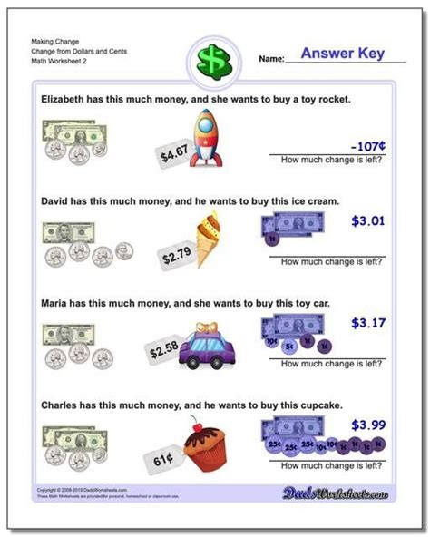 Free Printable Making Change Worksheets