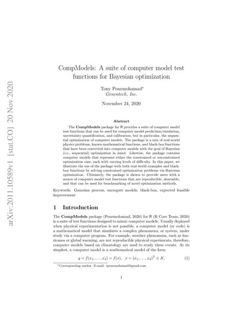 compmodels a suite of computer model test functions for bayesian optimization deepai